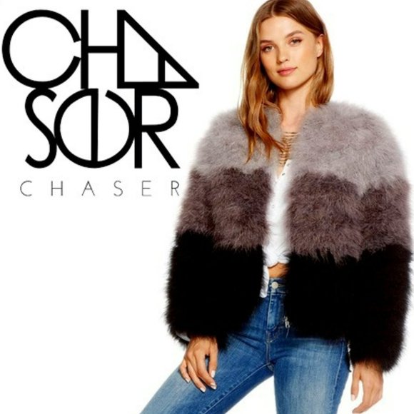 Chaser | Jackets & Coats | Hot Item Luxurious Marabou Feathers Ombre ...